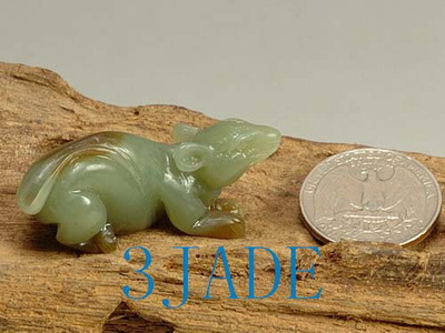 Hand Carved Natural Hetian Nephrite Jade Mouse Figurine J026050 - 3JADE ...