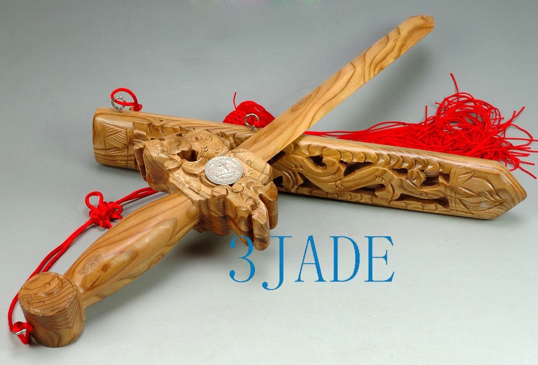 18 3/4" Peach Wood Demon Exorcism Chinese Dragon Sword Taoist Buddhist ...